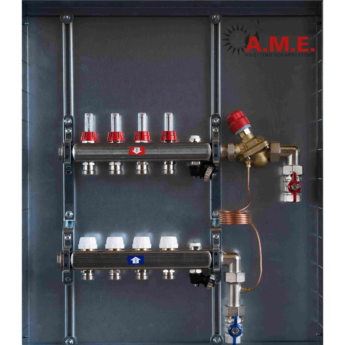 VSPM02 - AME Verteilerstation mit FBH Verteiler und Regelventil - A.M
